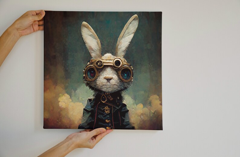 Steampunk Rabbit #1 - Digital Art Print, AI Generated, Wall Art, Square ...