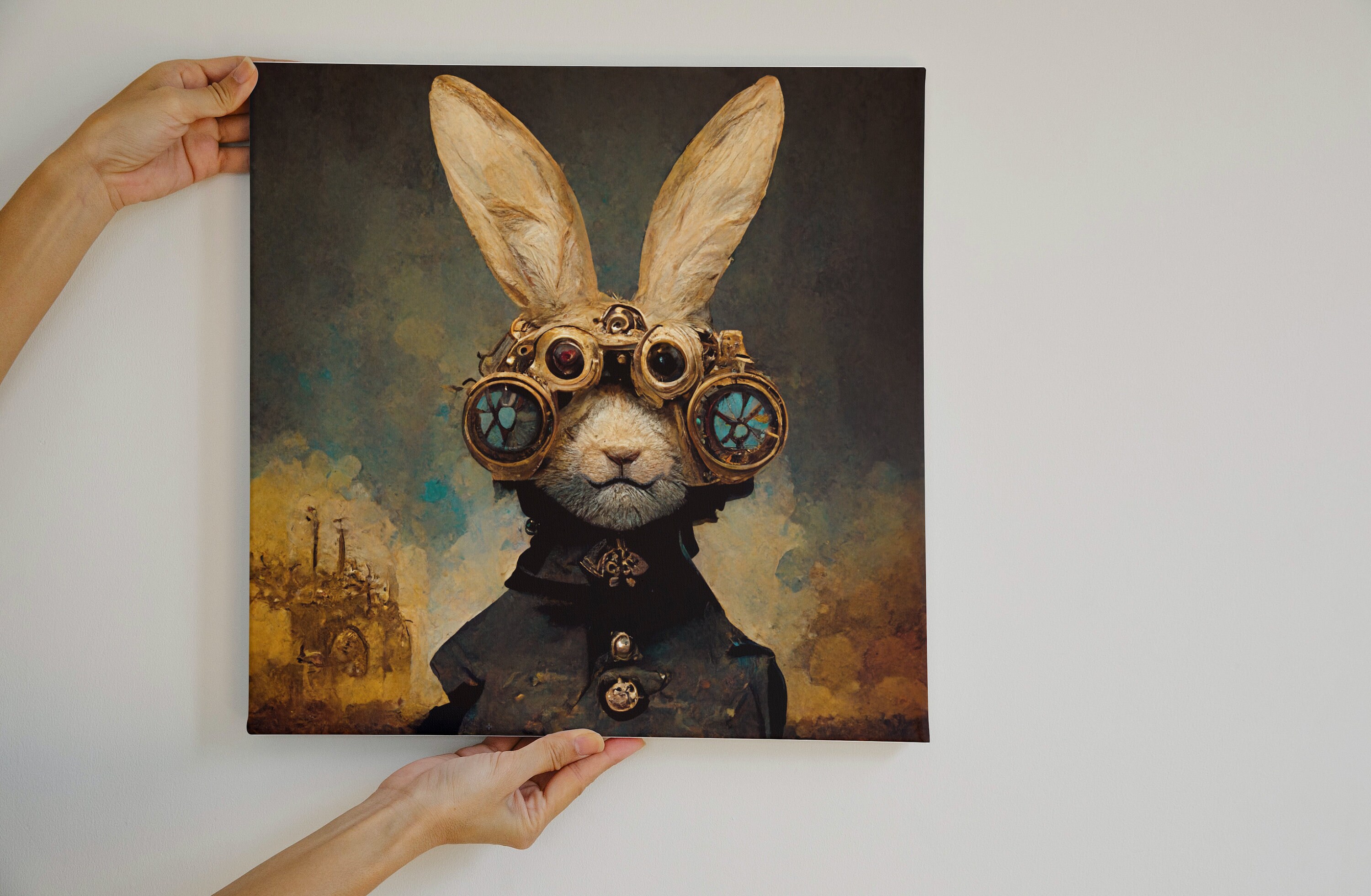 Steampunk Rabbit #3 - Digital Art Painting, AI Generated, Wall Art ...