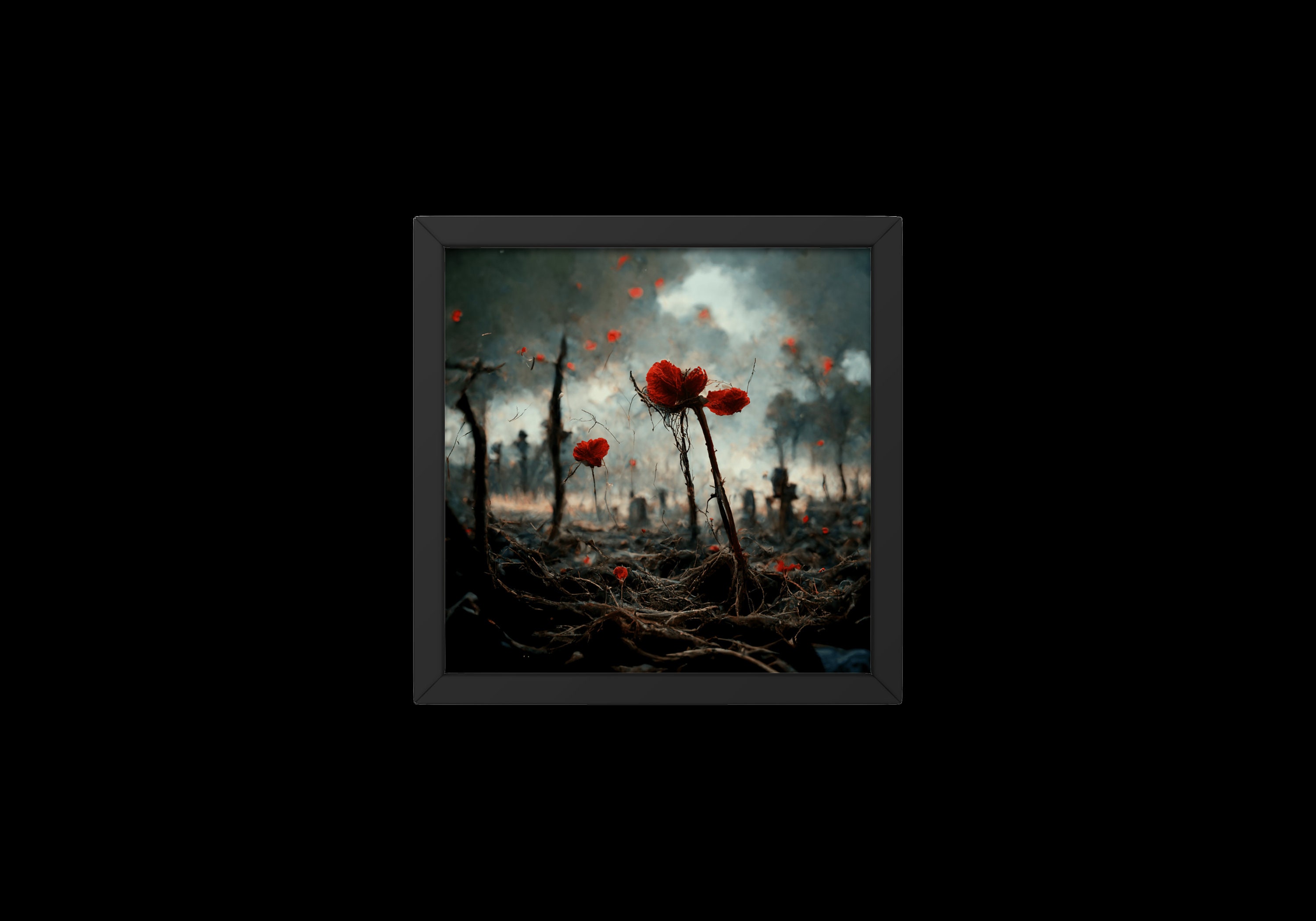 Battlefield Poppies Digital Art Print, AI Generated, Wall Art, Square ...