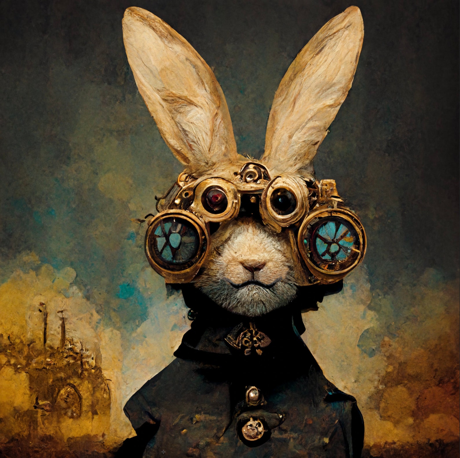 Steampunk Rabbit #3 - Digital Art Painting, AI Generated, Wall Art ...