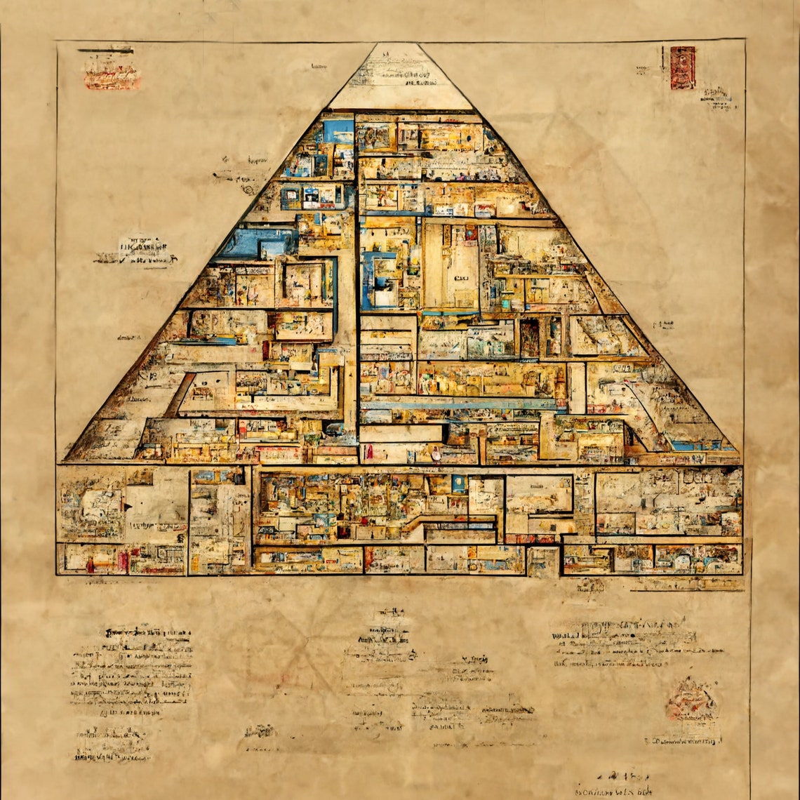 Pyramid Interior Map - Digital Art Print, AI Generated, Wall Art ...