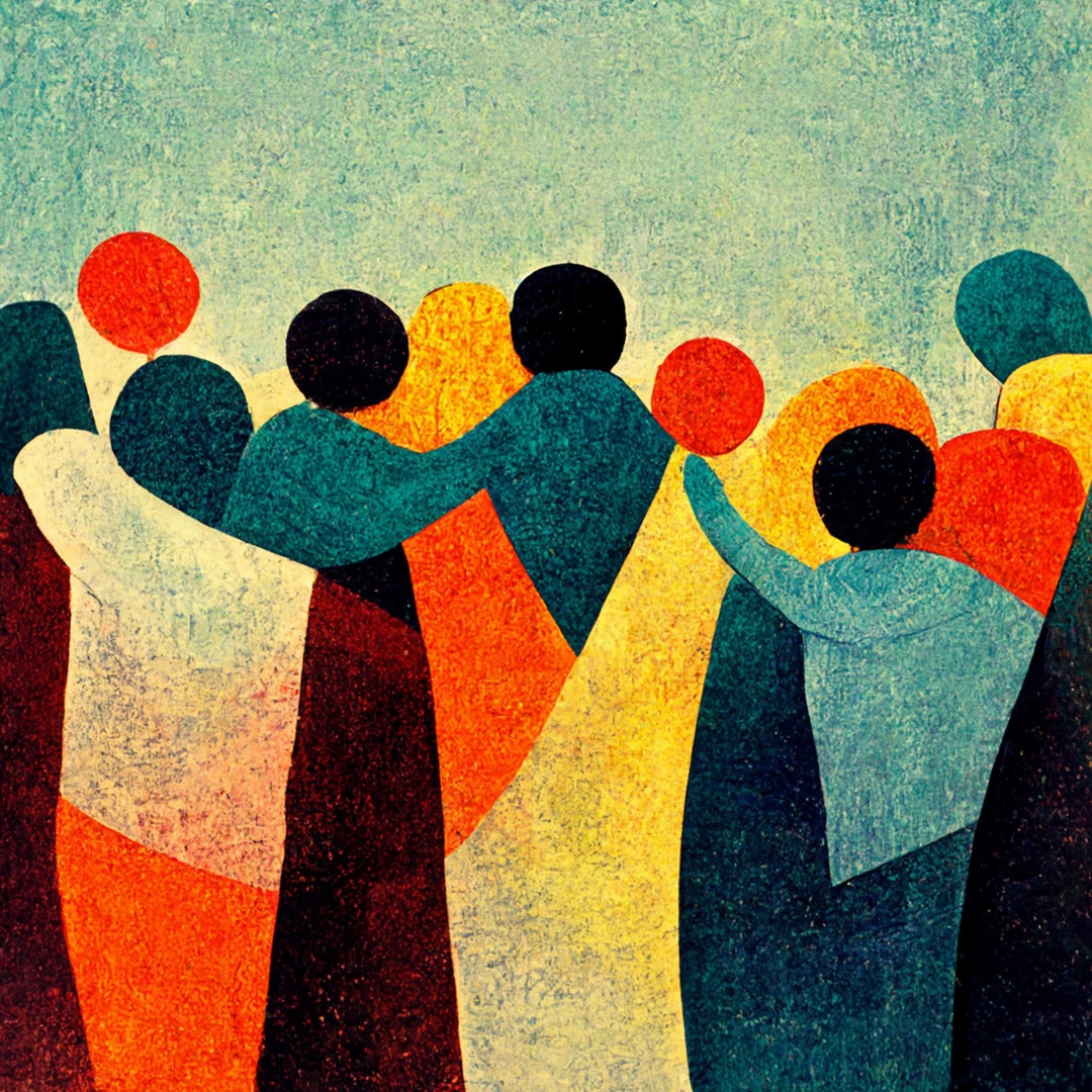 Community - Digital Art Painting, AI Generated, Wall Art, Square, High ...