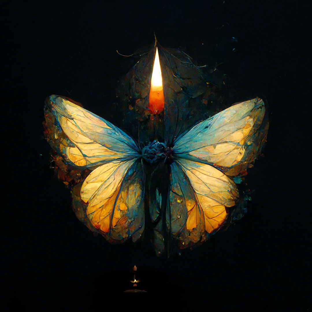 Candle Moth - Digital Art Painting, Surreal, AI Generated, Wall Art ...