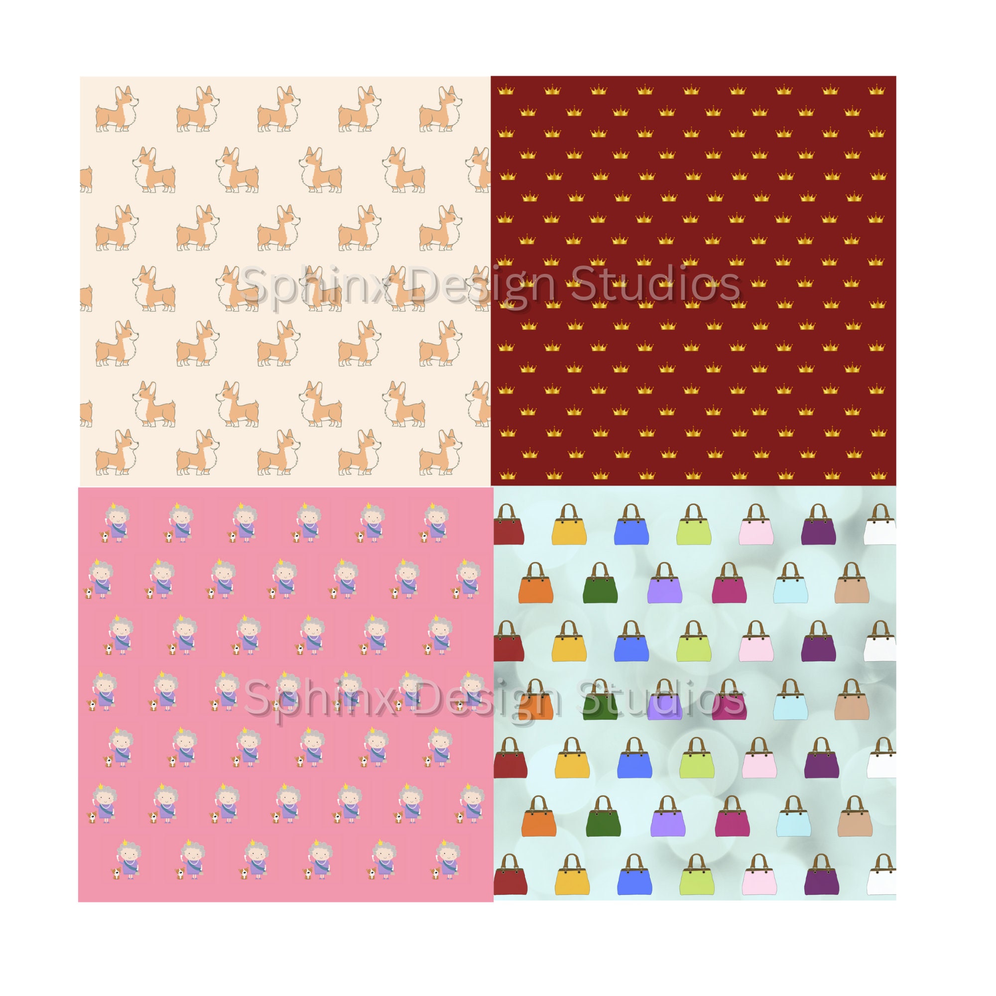 The QUEEN COLLECTION Digital Paper Pack, Set of 12 Papers, Instant ...