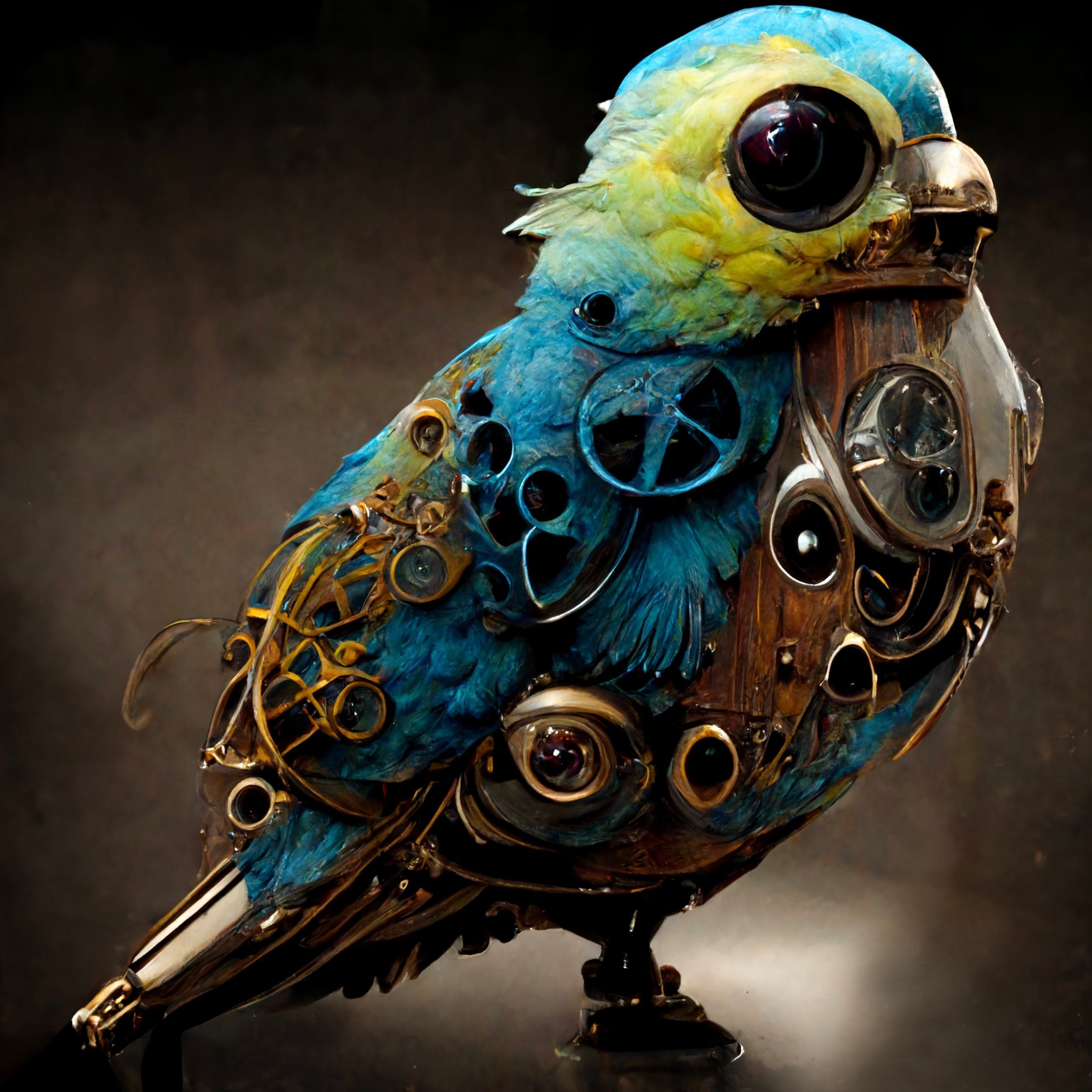 Steampunk Budgie - Digital Art Print, AI Generated, Wall Art, Square ...