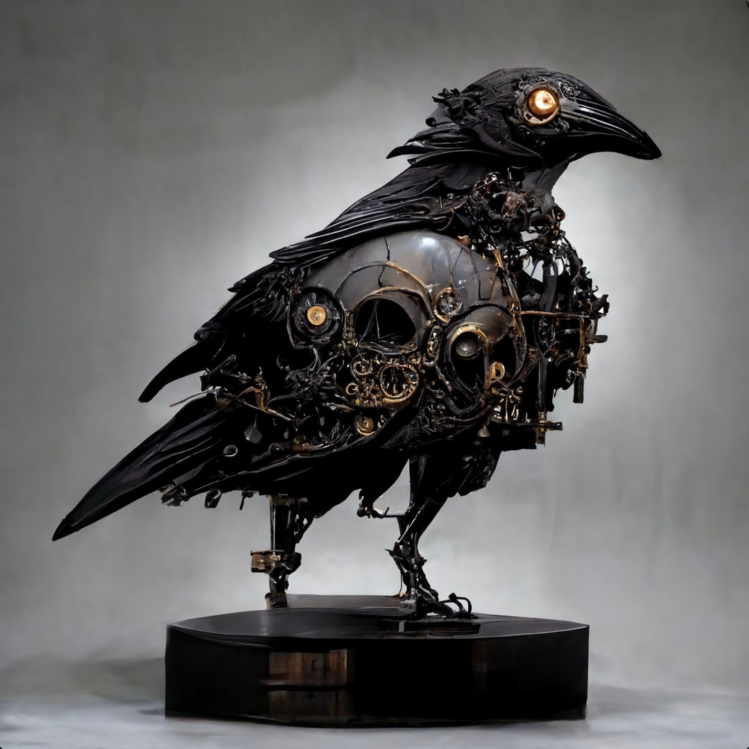 Steampunk Raven - Digital Art Print, AI Generated, Wall Art, Square, AI ...