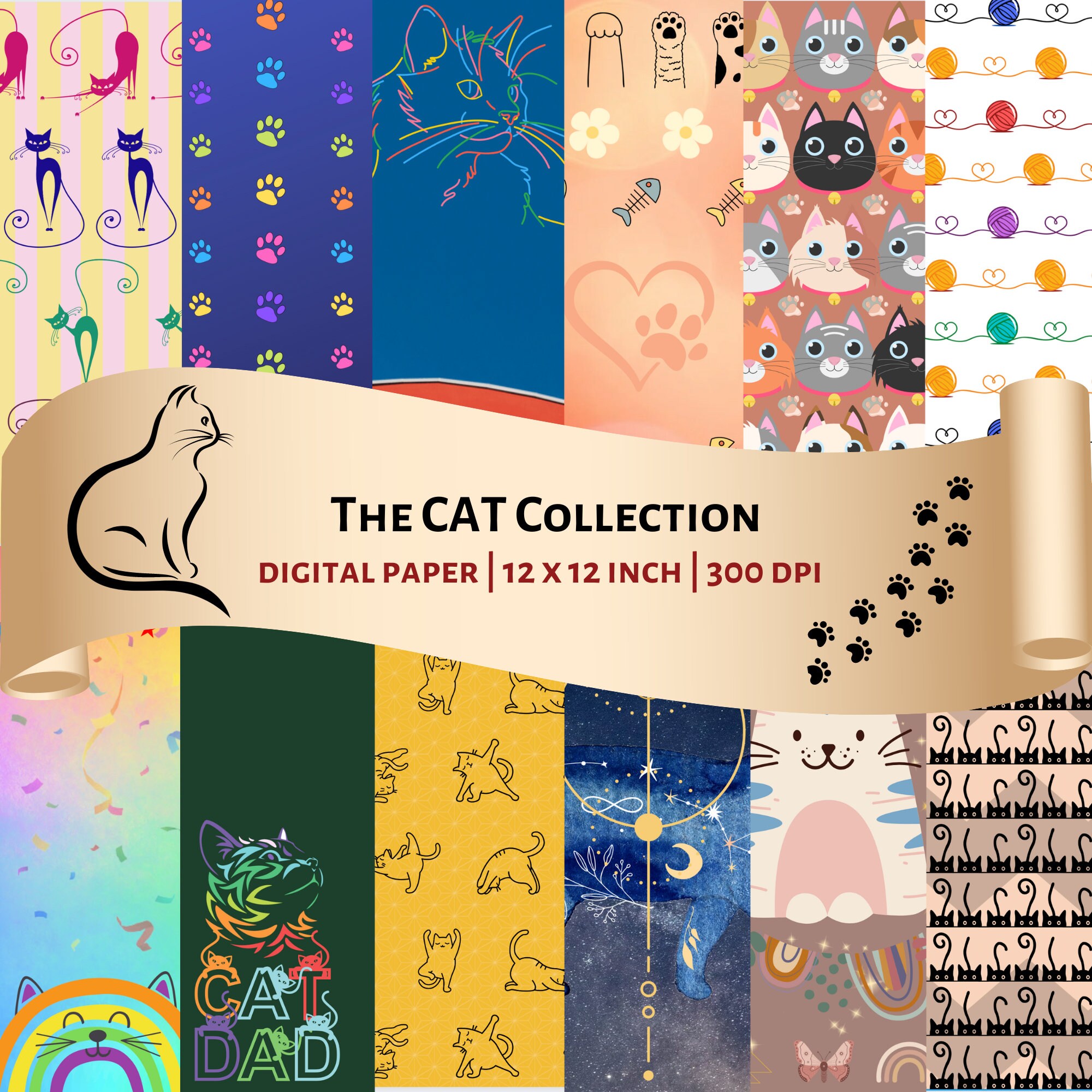 The CAT COLLECTION Digital Paper Pack Set of 14 Papers - Etsy