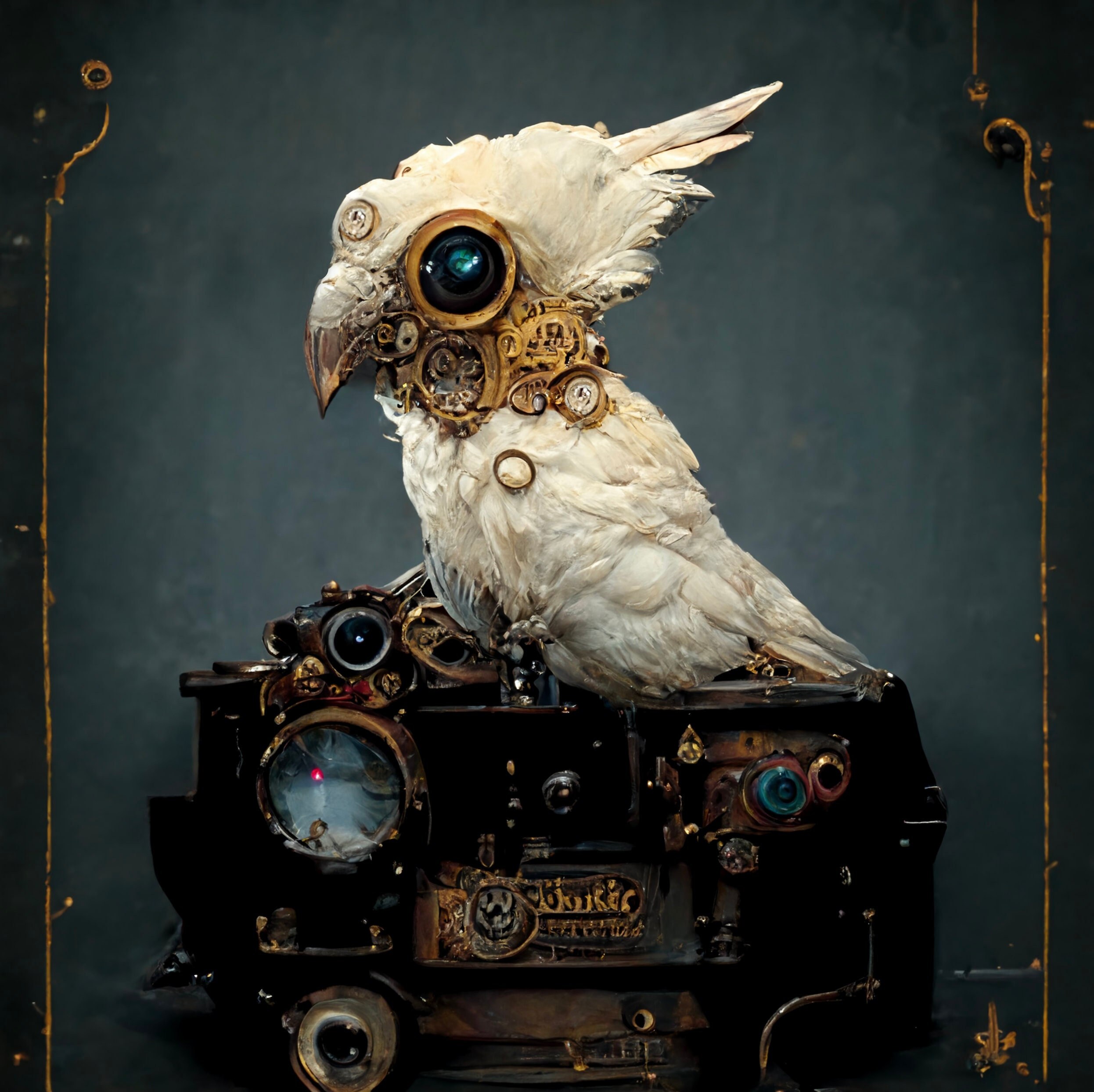 Steampunk Cockatoo #1 - Digital Art Print, AI Generated, Wall, Square ...