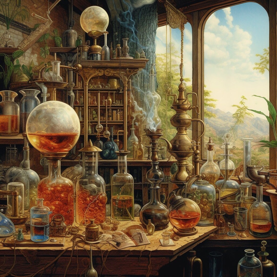 Alchemy Digital Art Print, AI Generated, Wall Art, Square, AI Art ...