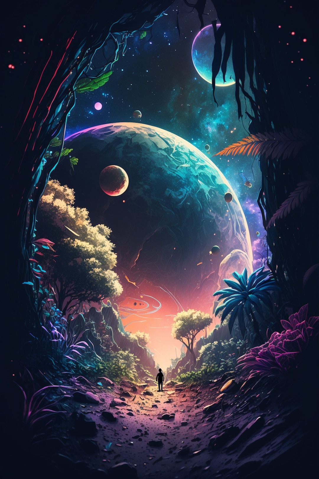 Cosmic Jungle - Digital Art Print, AI Generated, Wall, 2:3, AI Art ...