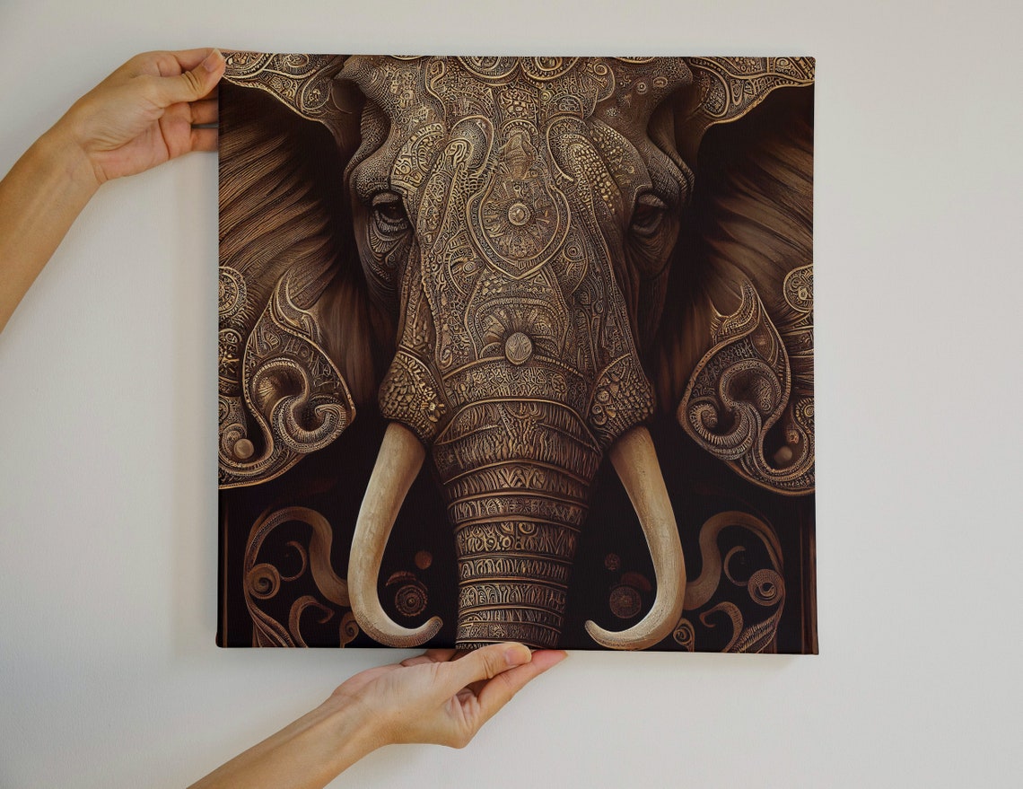 Mystic Elephant - Digital Art Painting, Wall, AI Generated, Square ...