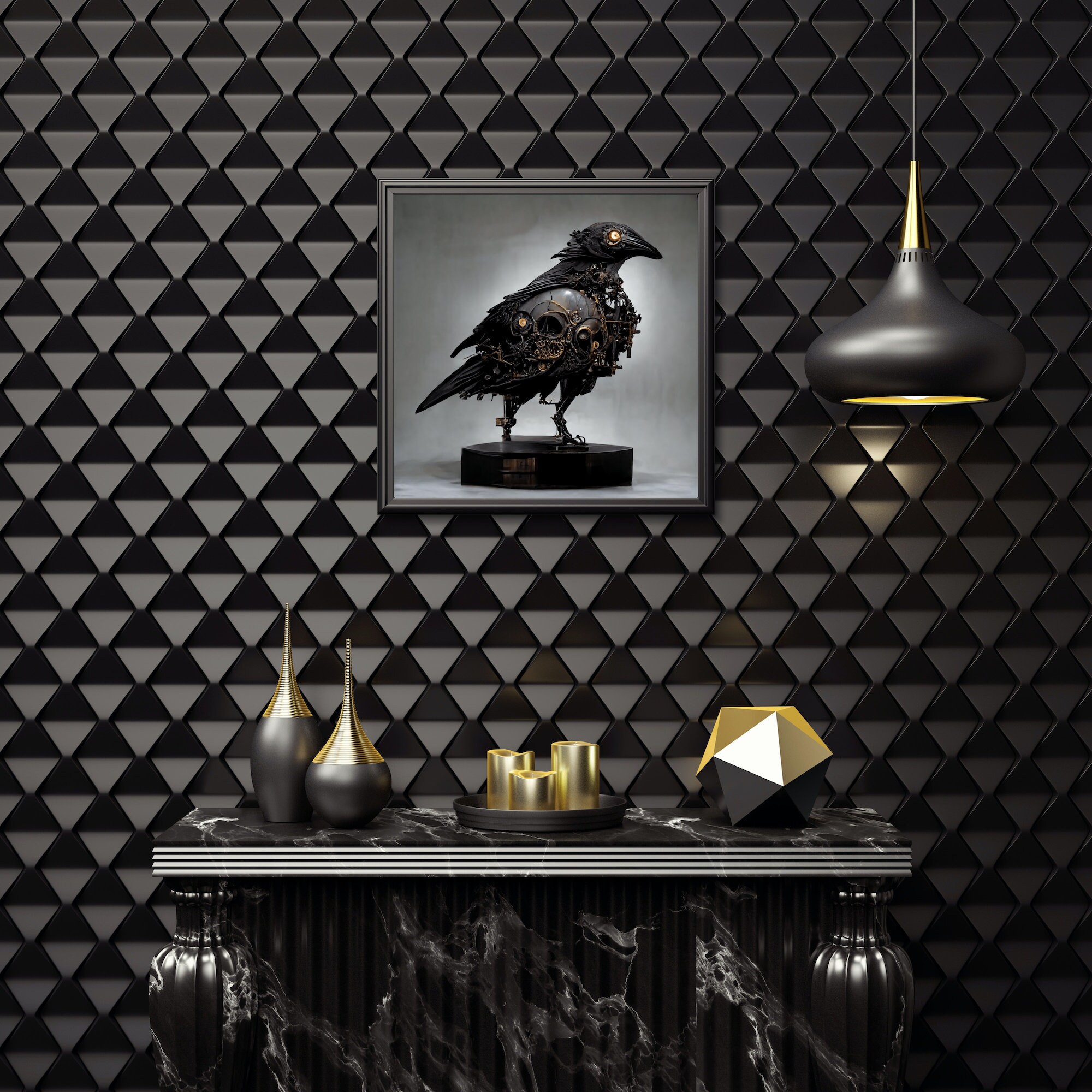 Steampunk Raven Digital Art Print AI Generated Wall Art - Etsy