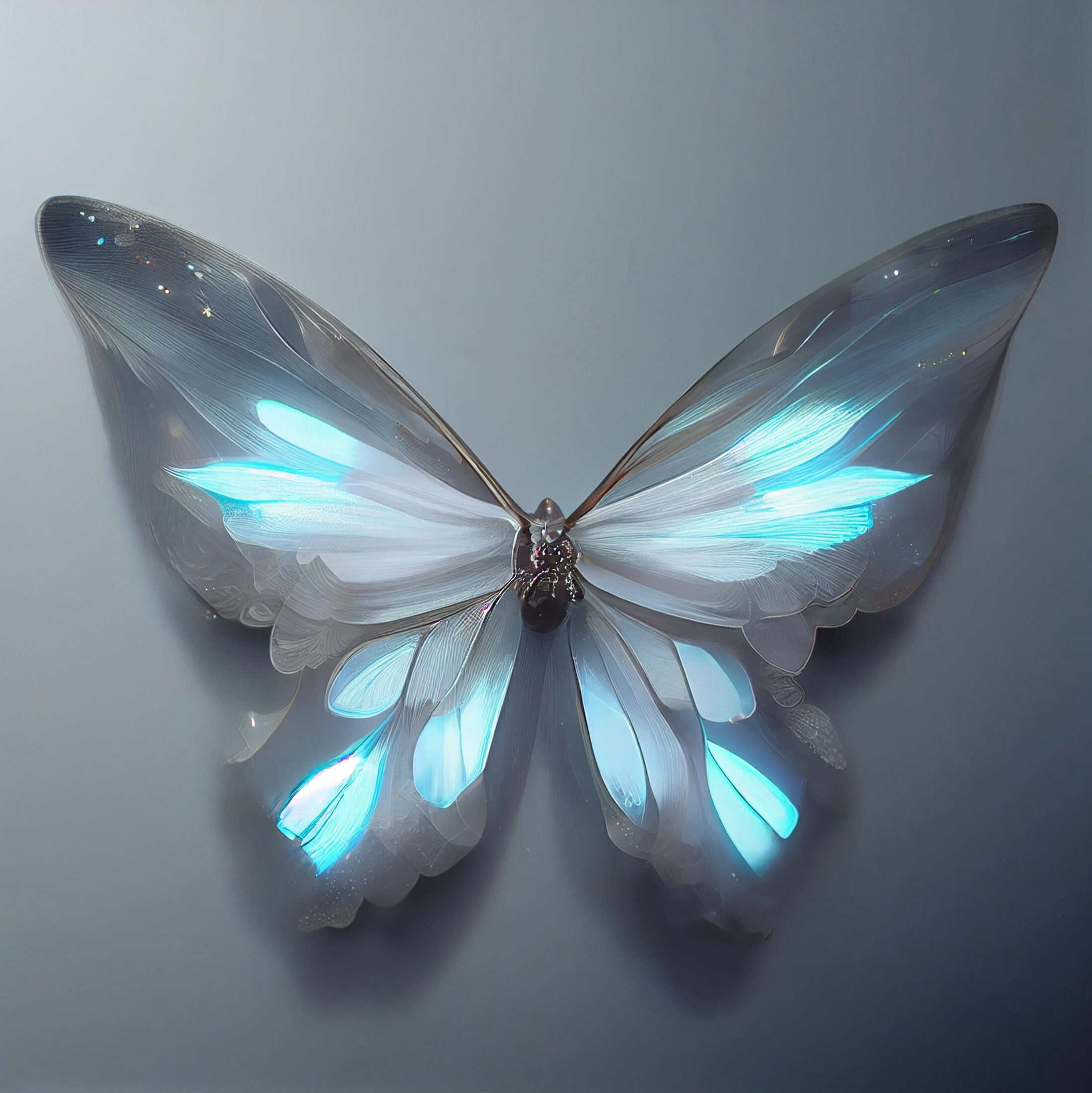 Spectral Butterfly Digital Art Print, AI Generated, Wall Art, Square ...
