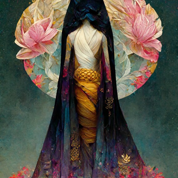 The Divine Digital Art Painting Lotus Woman AI Generated - Etsy