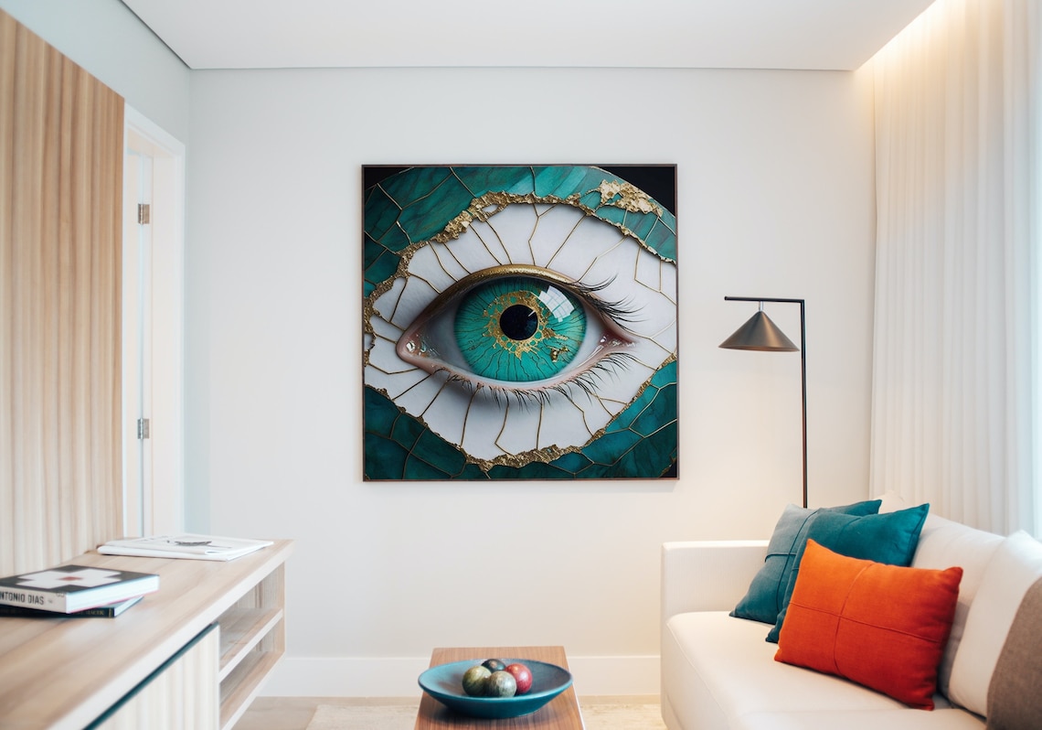 Kintsugi Gaze Digital Art Print, AI Generated, Wall Art, Square, AI Art ...