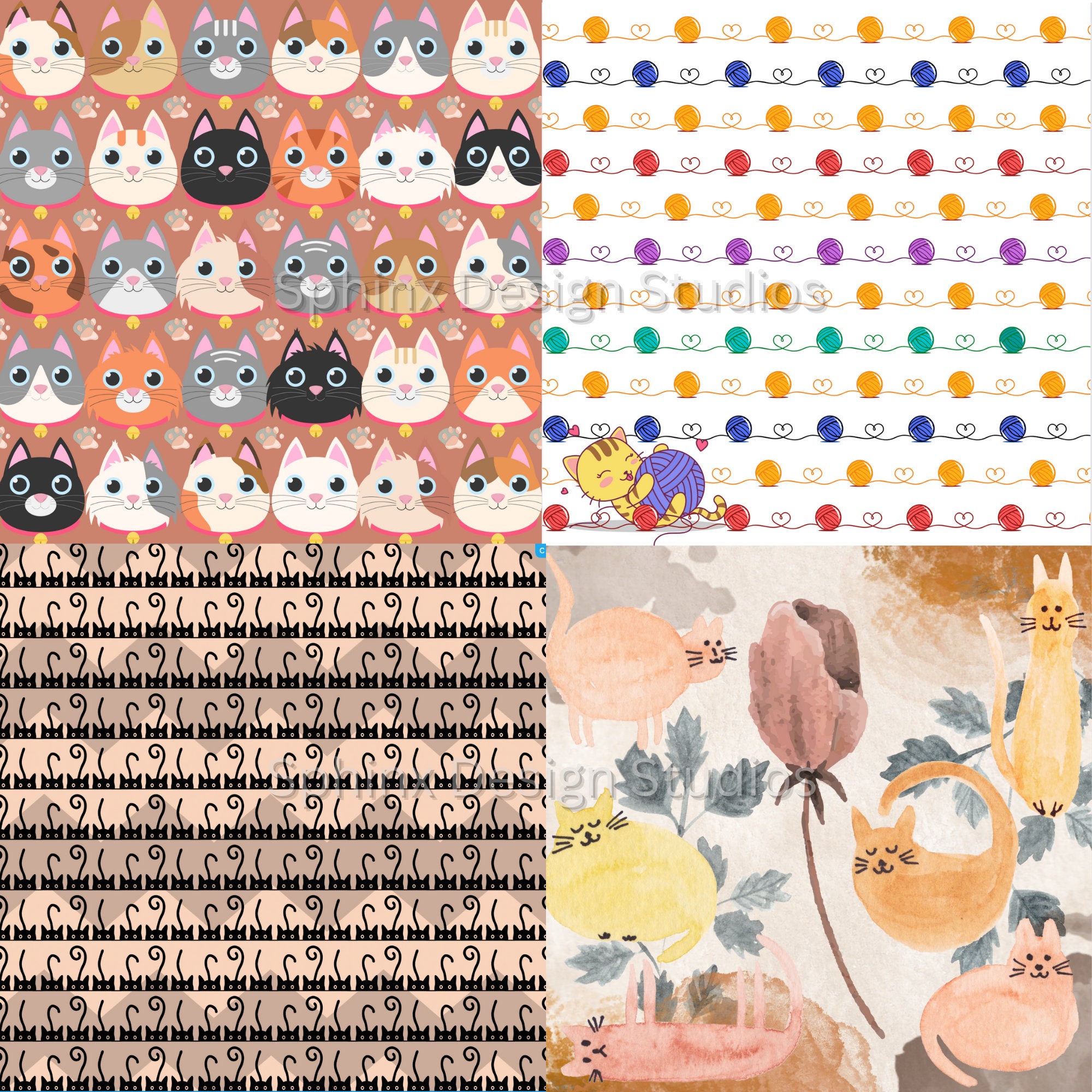 The CAT COLLECTION Digital Paper Pack Set of 14 Papers - Etsy