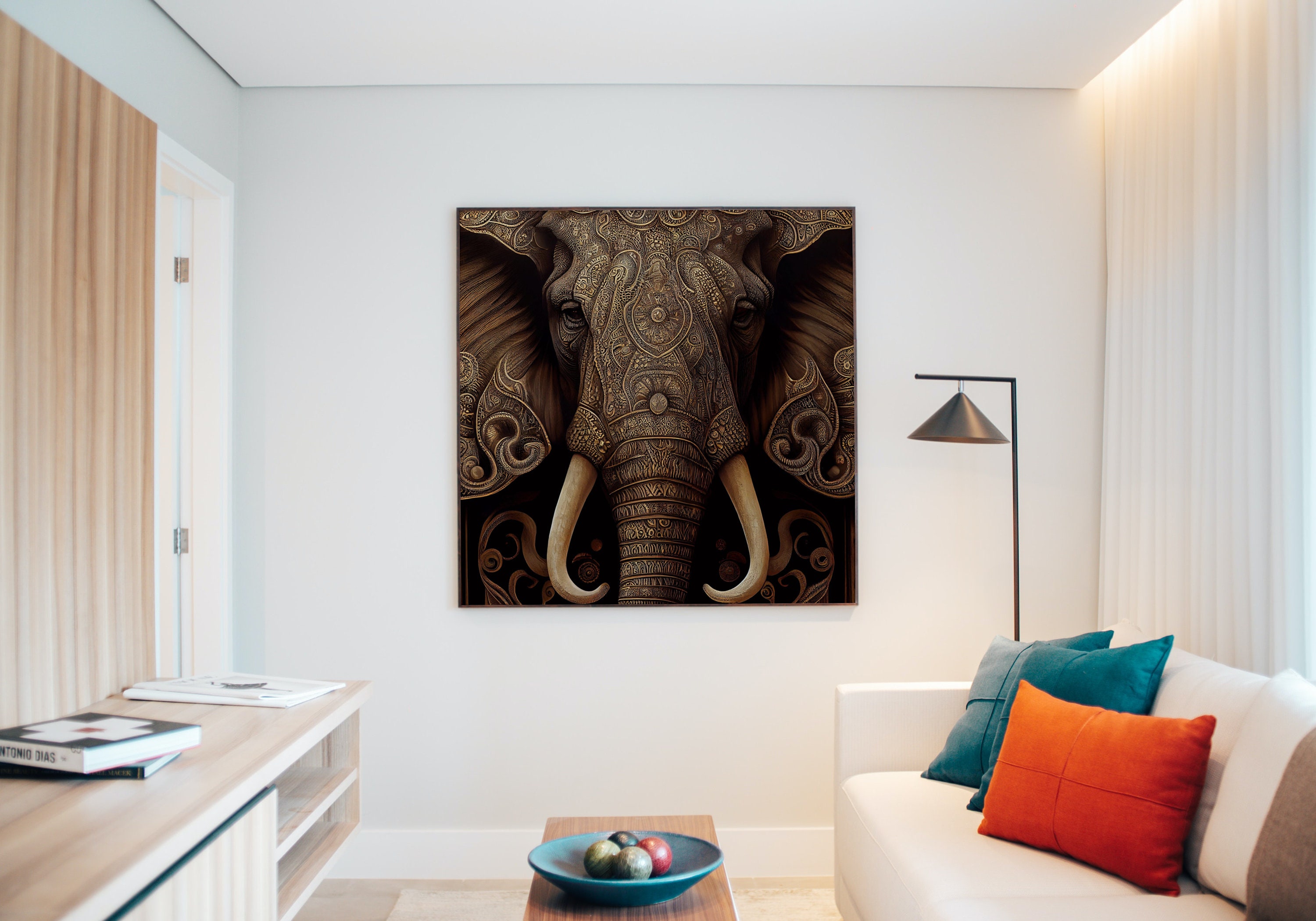Mystic Elephant - Digital Art Painting, Wall, AI Generated, Square ...