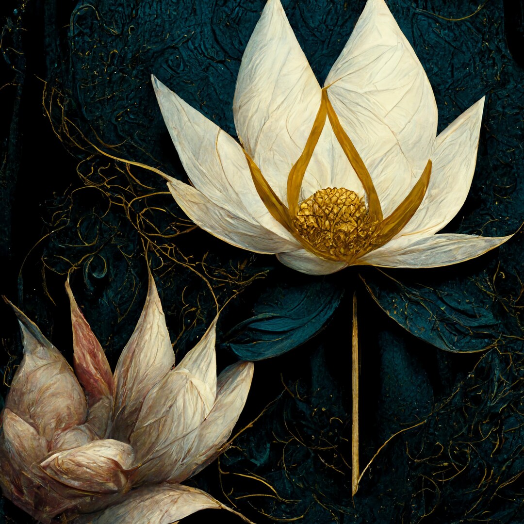 Sacred Lotus - Digital Art Painting, Lotus, AI Generated, Wall Art ...