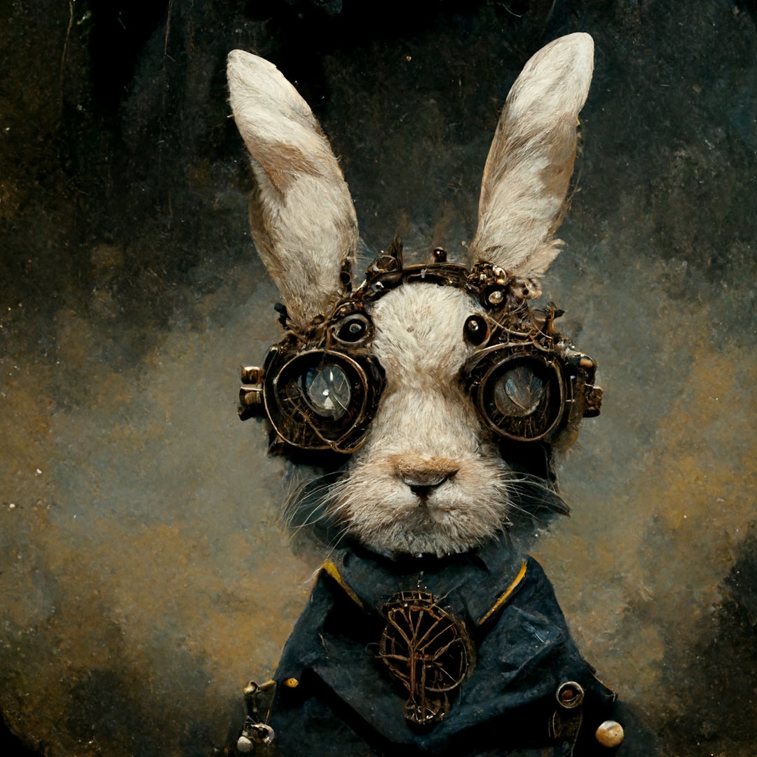 Steampunk Rabbit #2 - Digital Art Painting, AI Generated, Wall Art ...