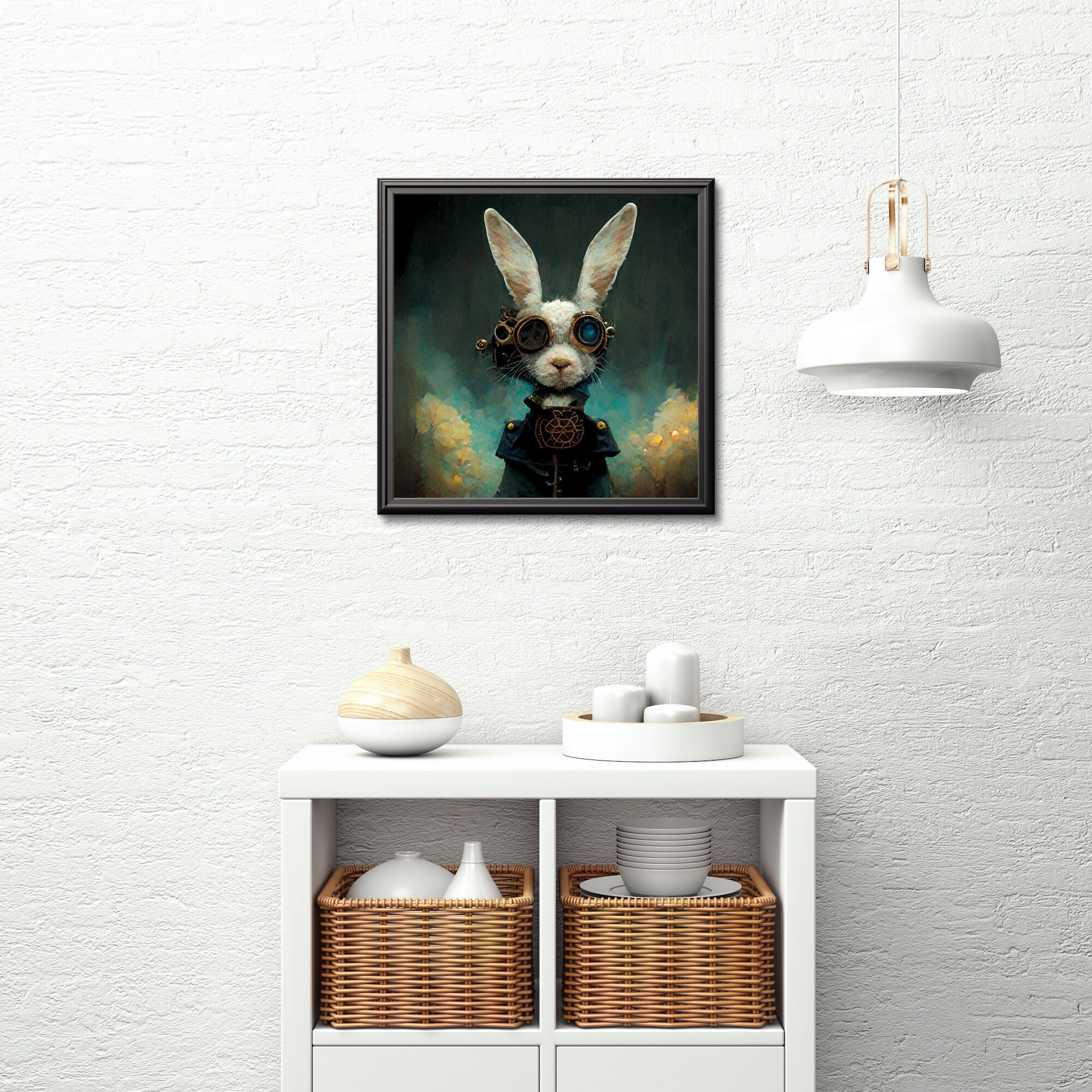 Steampunk Rabbit 4 Digital Art Print, AI Generated, Wall Art, Square ...