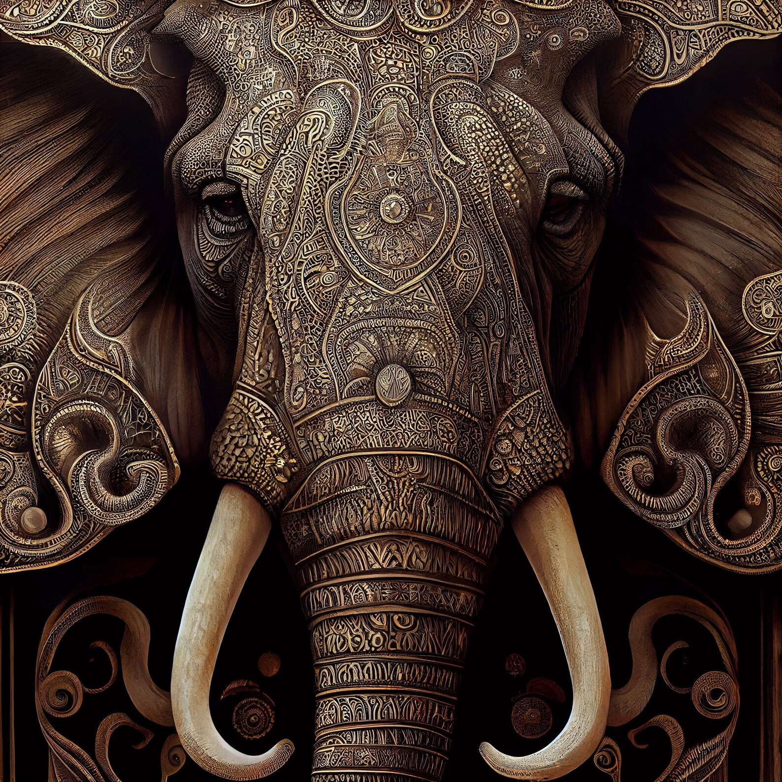 Mystic Elephant - Digital Art Painting, Wall, AI Generated, Square ...