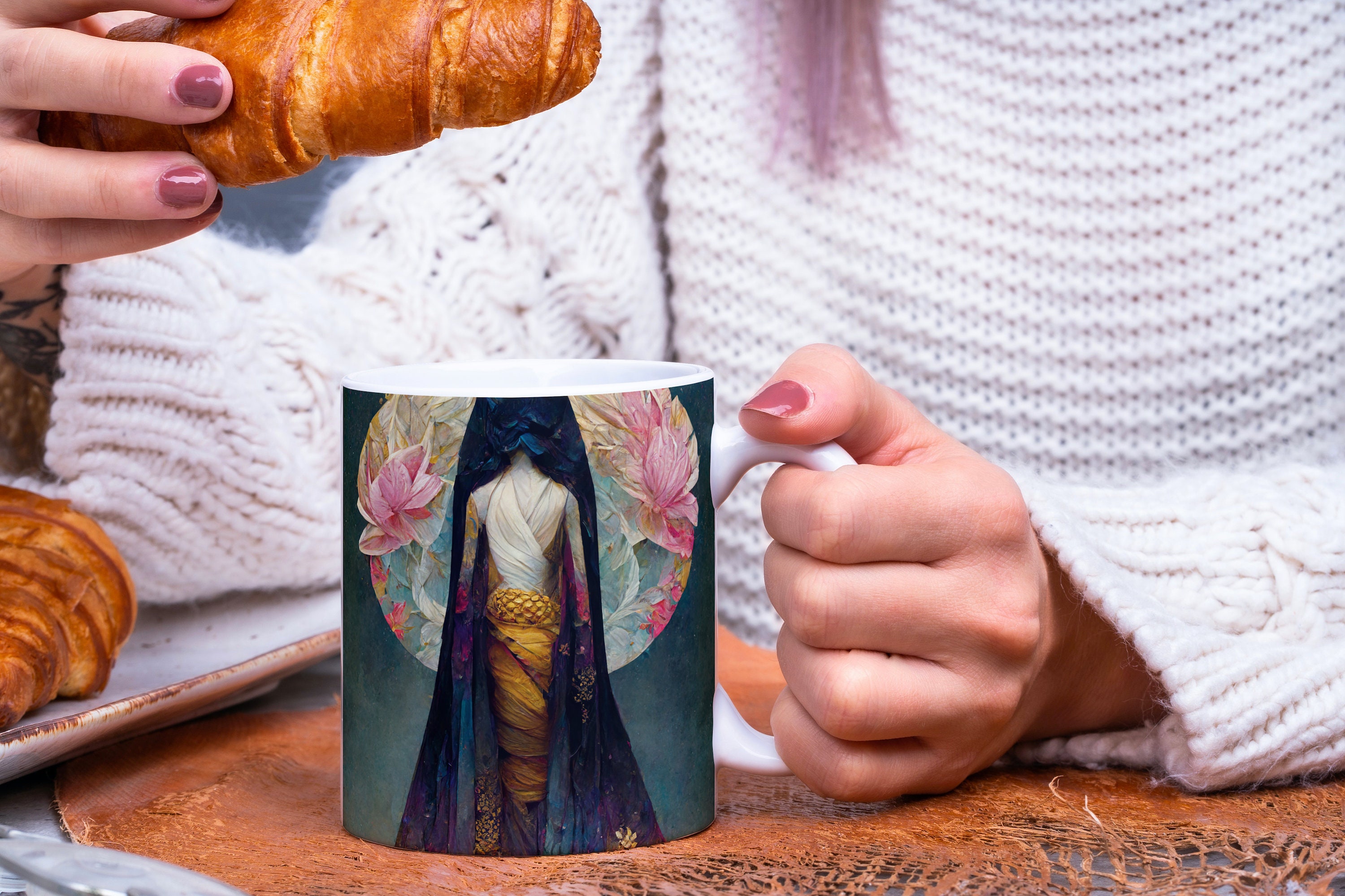 The Divine Digital Art Painting, Lotus, Woman, AI Generated, Wall Art ...