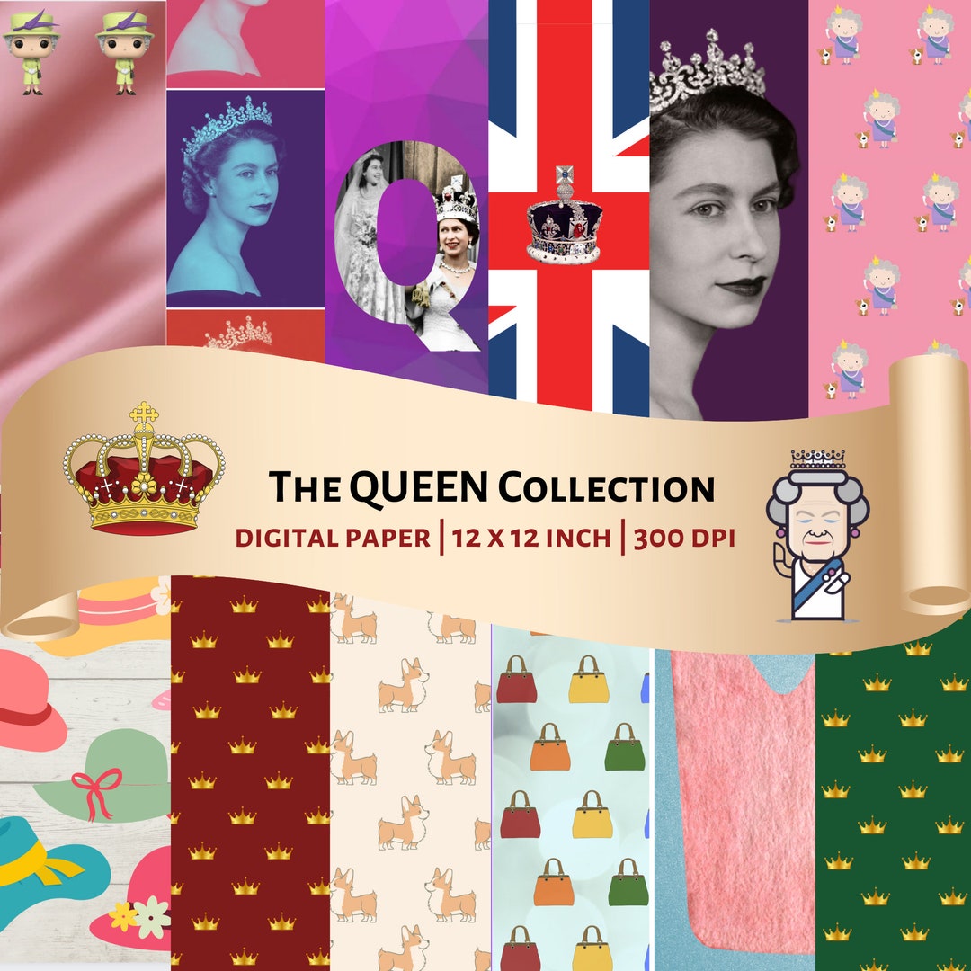 The QUEEN COLLECTION Digital Paper Pack, Set of 12 Papers, Instant ...