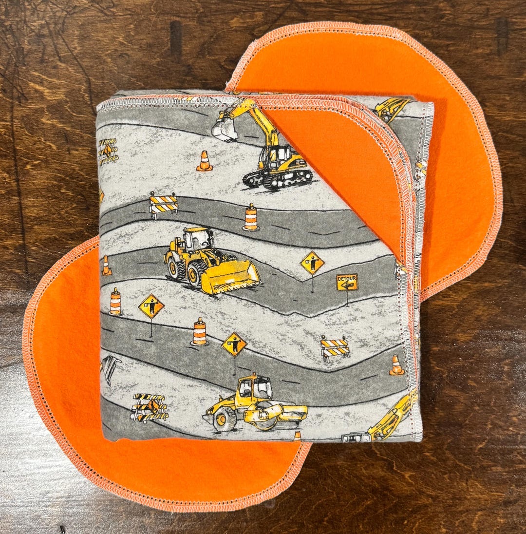 Construction Truck Blanket Hemstitched Flannel Baby Blanket With Burp ...