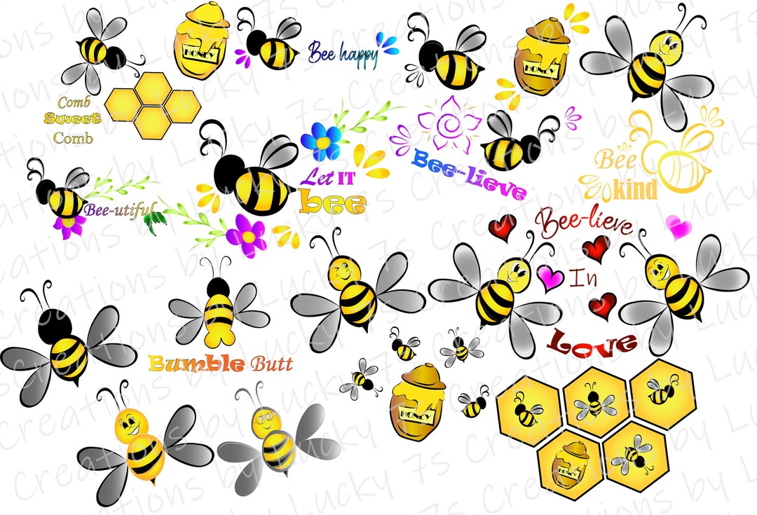 Bee SVG Collection Bumble Bee Honey Comb Bee Hive Wink Face Instant ...