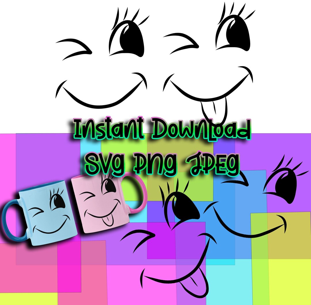 Wink Faces SVG, PNG, JPEG Files for Cricut (digital Download) - Etsy