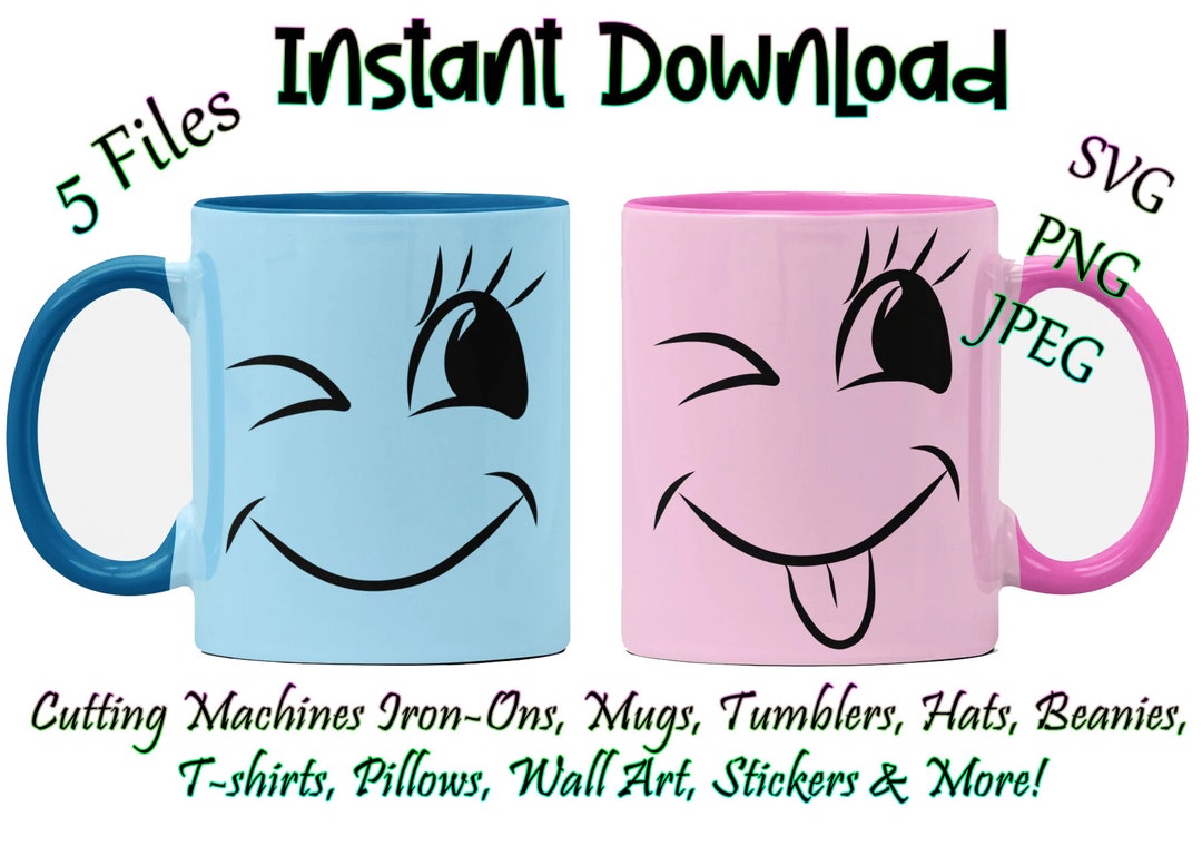 Cricut SVG Files 2 Wink Faces Instant Download Use for Cups, Tumblers ...