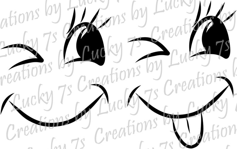 Cricut SVG Files 2 Wink Faces Instant Download Use for Cups, Tumblers ...