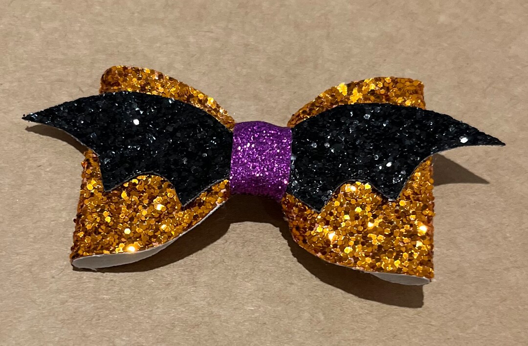 Enchanted Bat & Glitter Faux Leather Hair Bow - Etsy