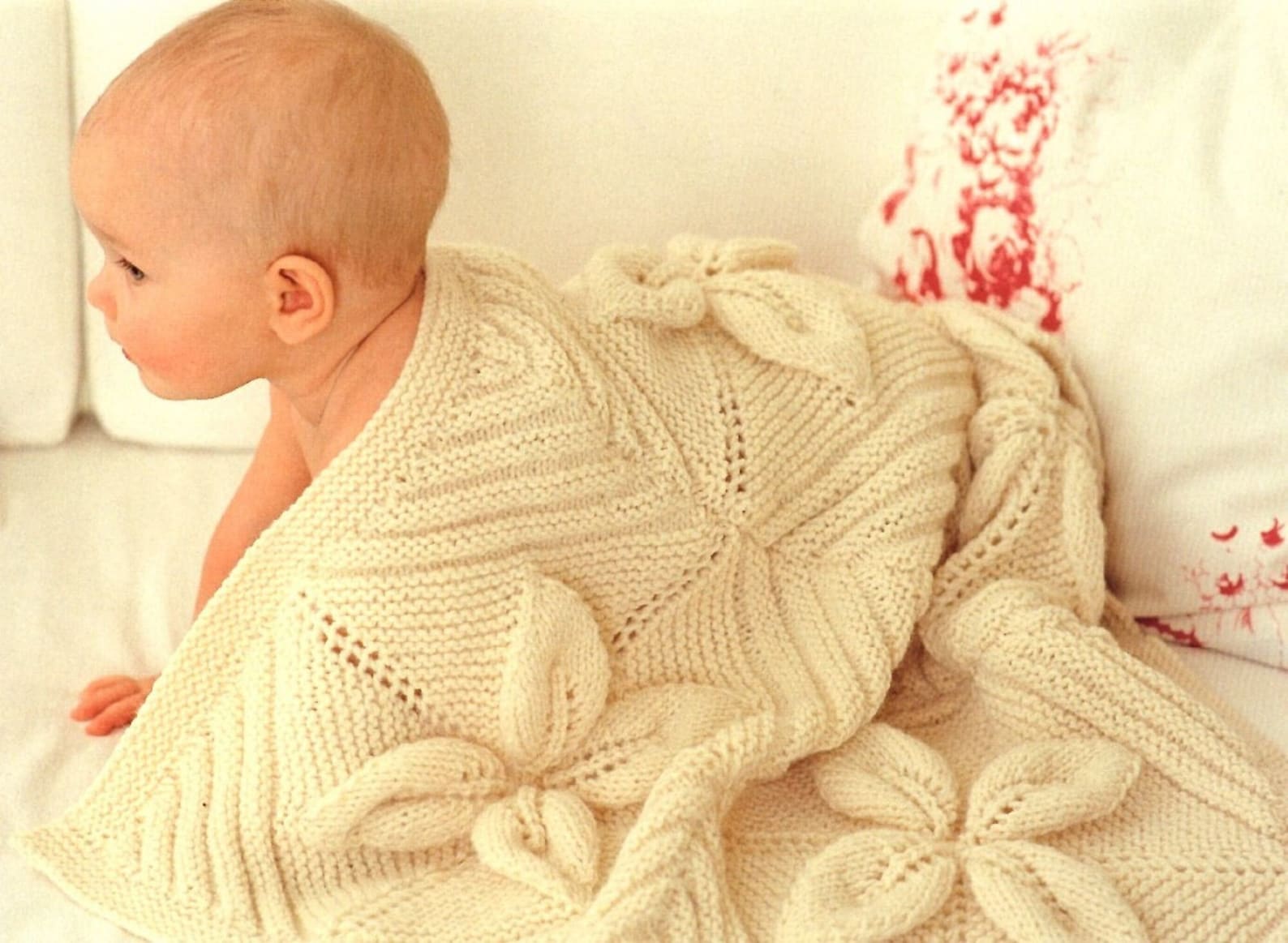Heirloom Baby Blanket Leaf-square Design DK and Aran Yarn, PDF Knitting ...