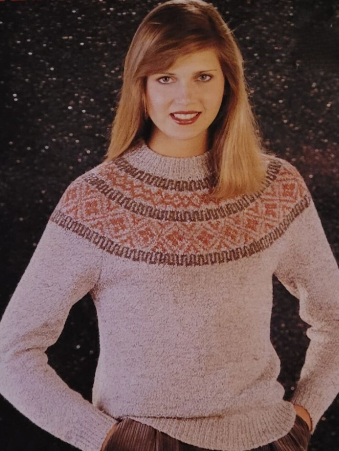 Sweater With Fair Isle Yoke, 4 Ply 32-40" Vintage Knitting Pattern, PDF ...