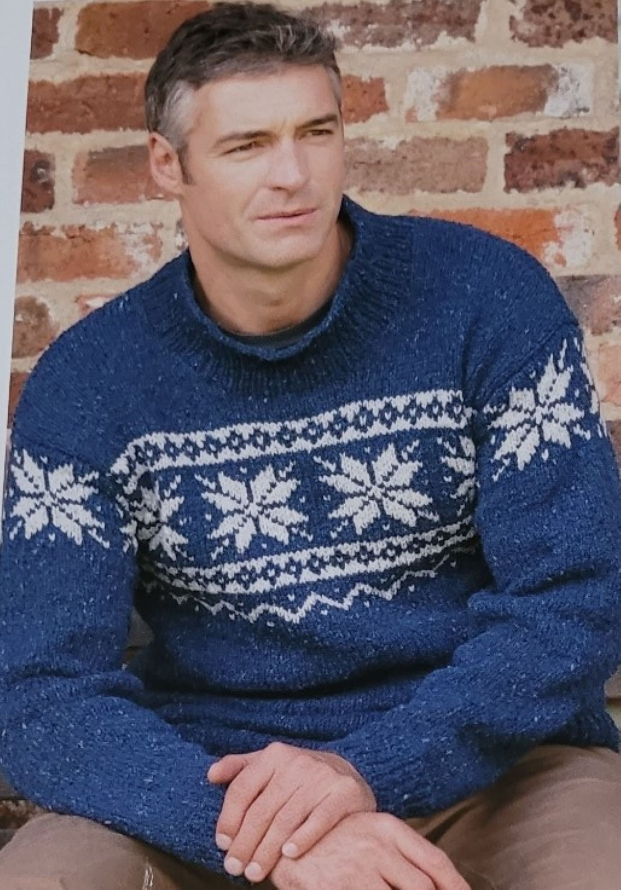 Snowflake Fair Isle Norwegian Style Sweater Size 30-50" PDF Aran Weight ...