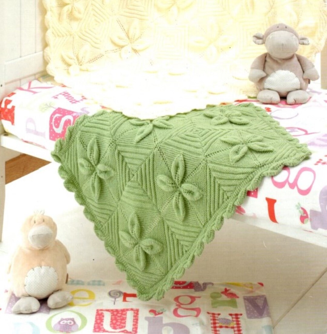 Heirloom Pram & Cot Blankets Leaf-square Design With Leaf Border in DK ...