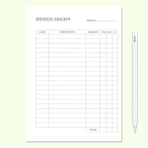 Printable Spending Tracker | Budget Chart Printable | Digital Spending ...