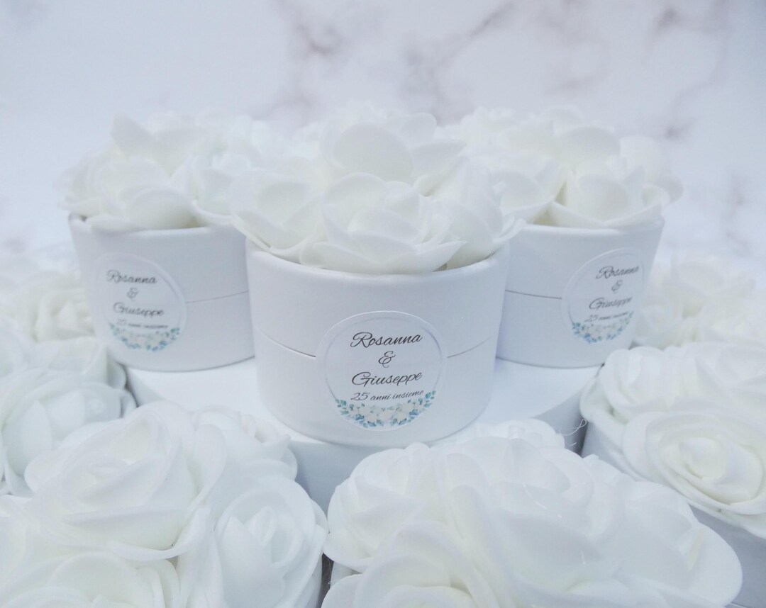 5 White Roses Favors Golden Wedding Favors Wedding Favors Silver ...