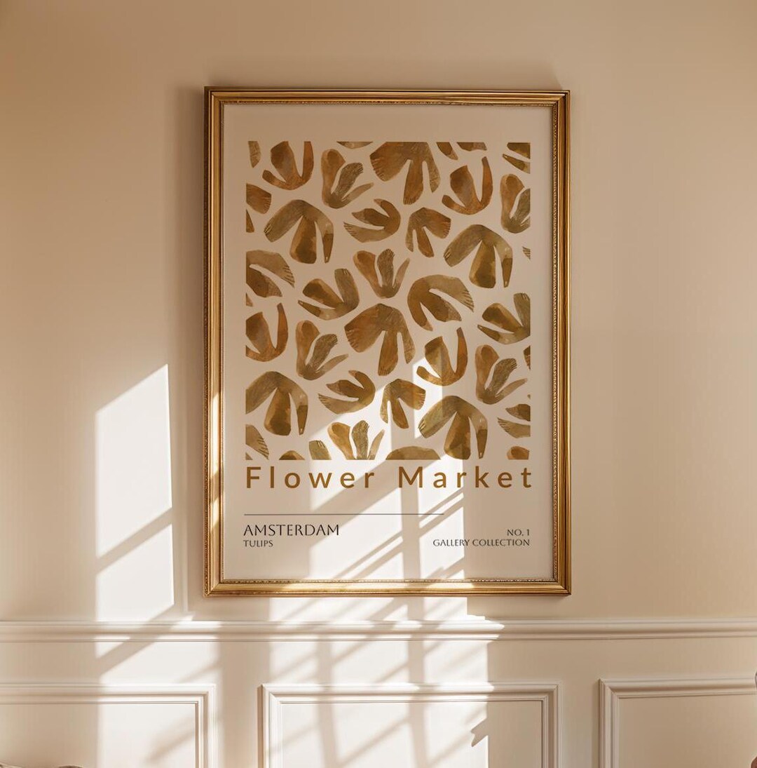Abstract Yellow Flowers Tulips Print | Flower Market Poster Amsterdam ...