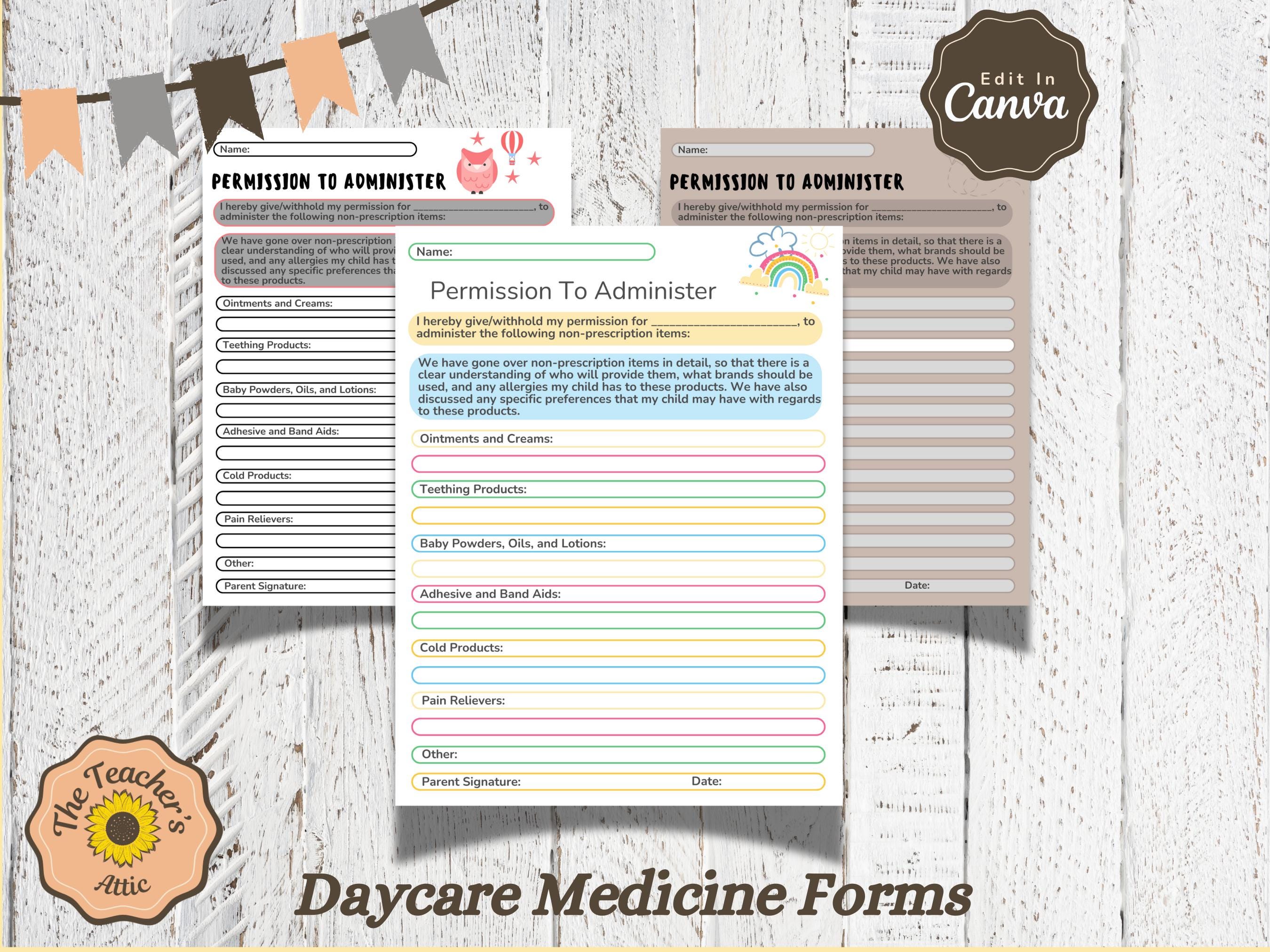 Daycare Template Childcare Printables Canva Template Daycare Forms ...
