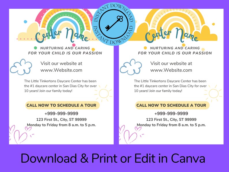 Daycare Template Childcare Printables Canva Template Daycare - Etsy