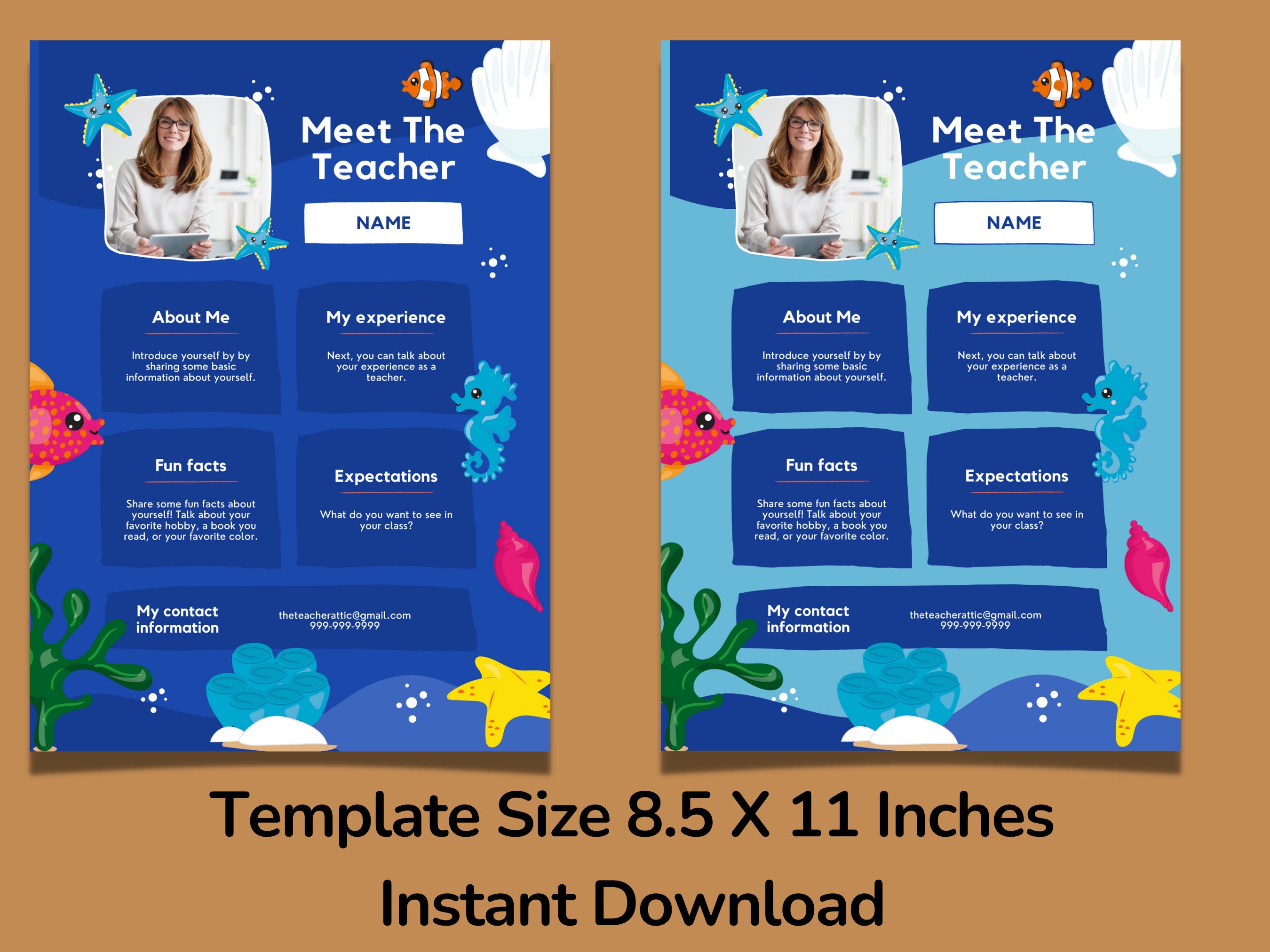 Meet the Teacher Template Sea Theme Canva Template Teacher Template ...