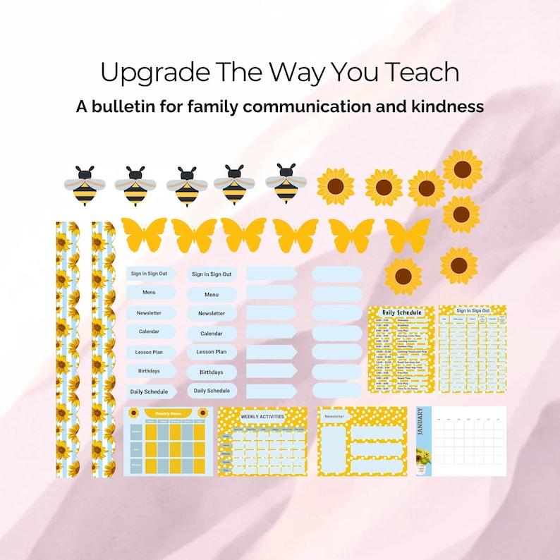 Sunflower Parent Bulletin Board Kit | Editable Canva, Printable PDF ...