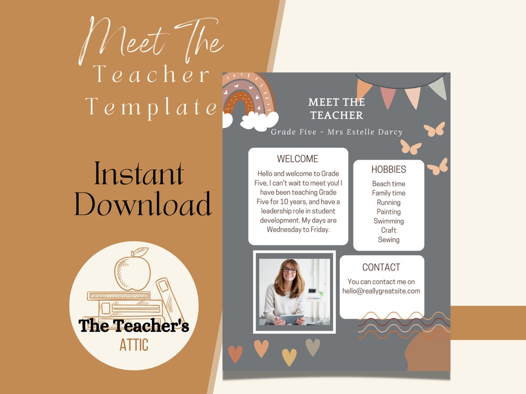 Meet the Teacher Template Boho Canva Template Teacher Template Teacher ...