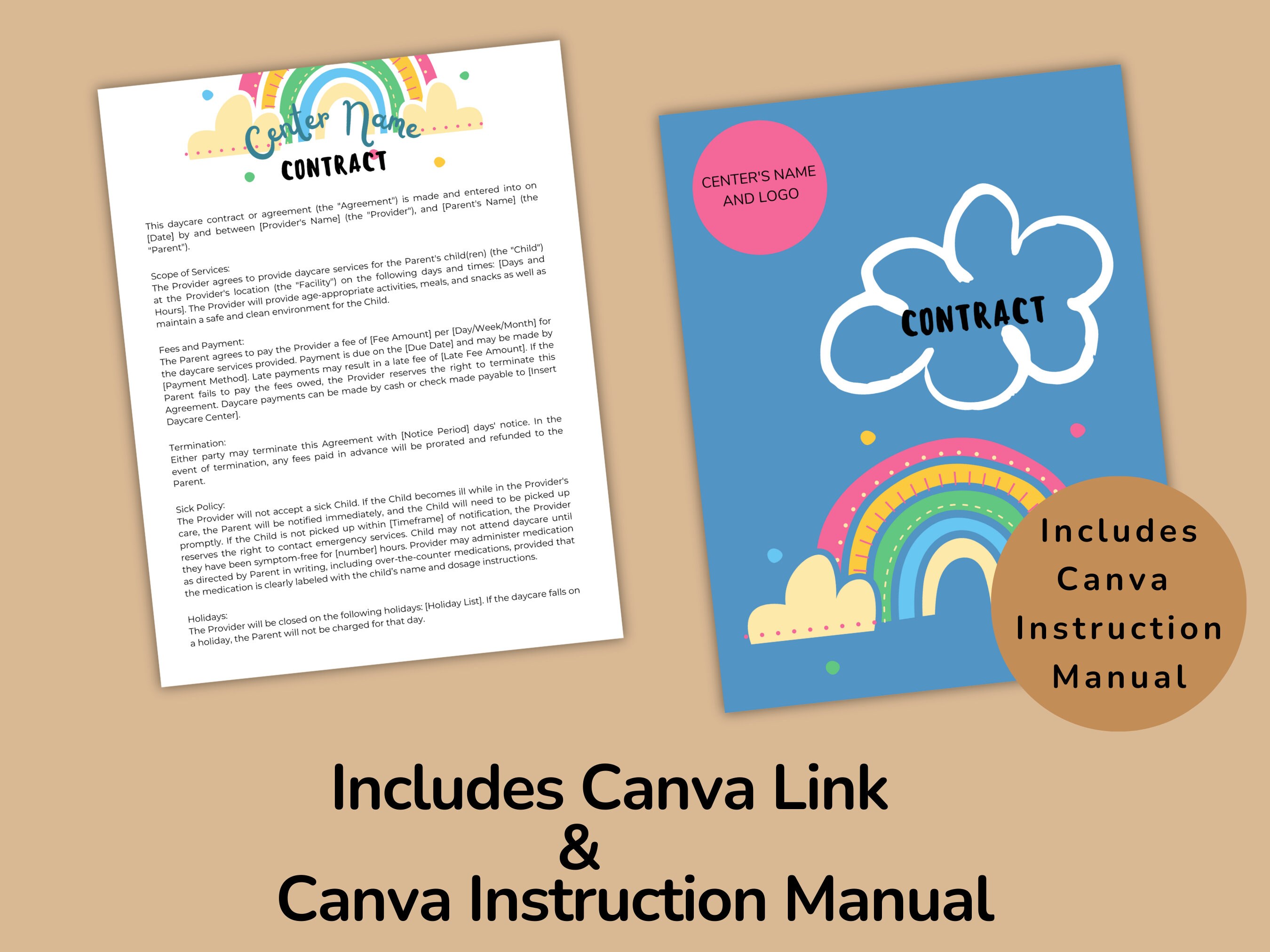 Daycare Template Childcare Printables Canva Template Daycare Contract ...