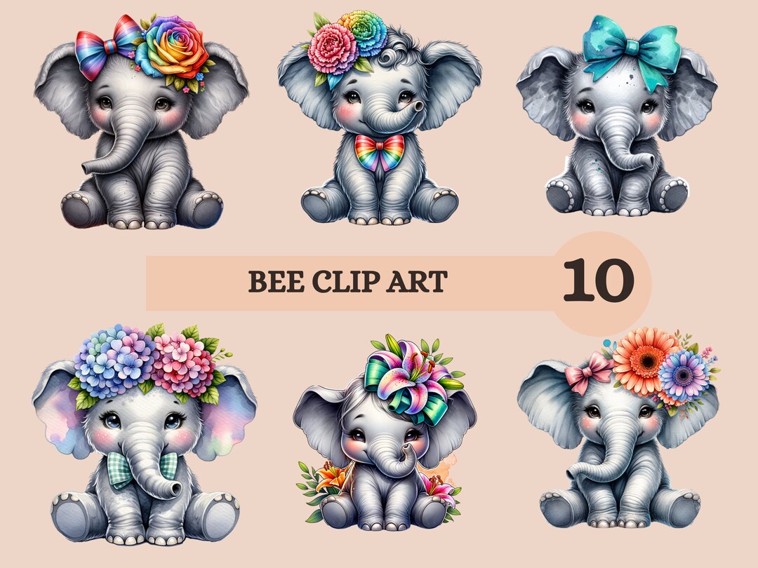 Cartoon Elephant Clip Art for Elephant Nursery Cute Animal Clipart ...