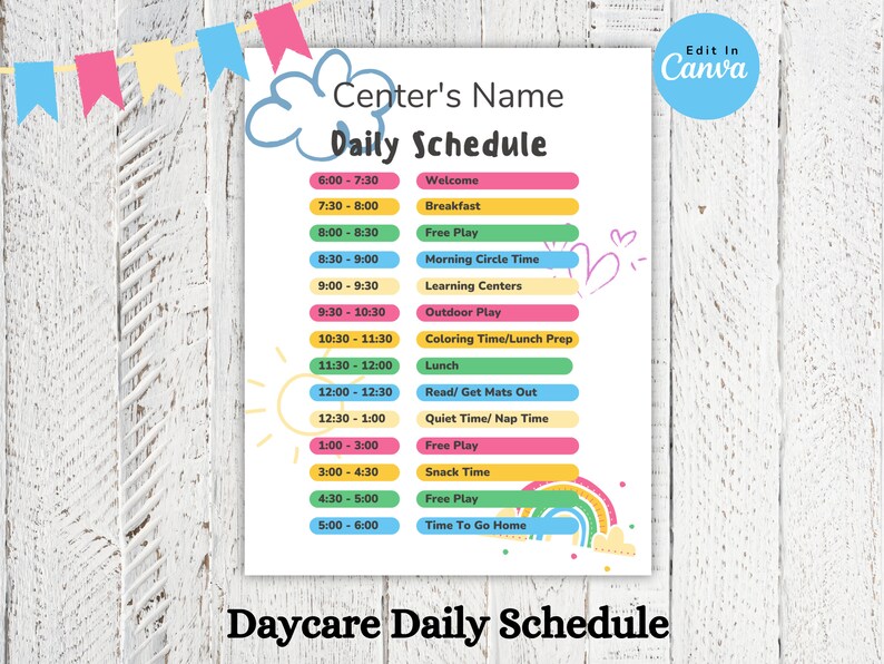 Daycare Template Childcare Printables Canva Template Daycare Forms ...