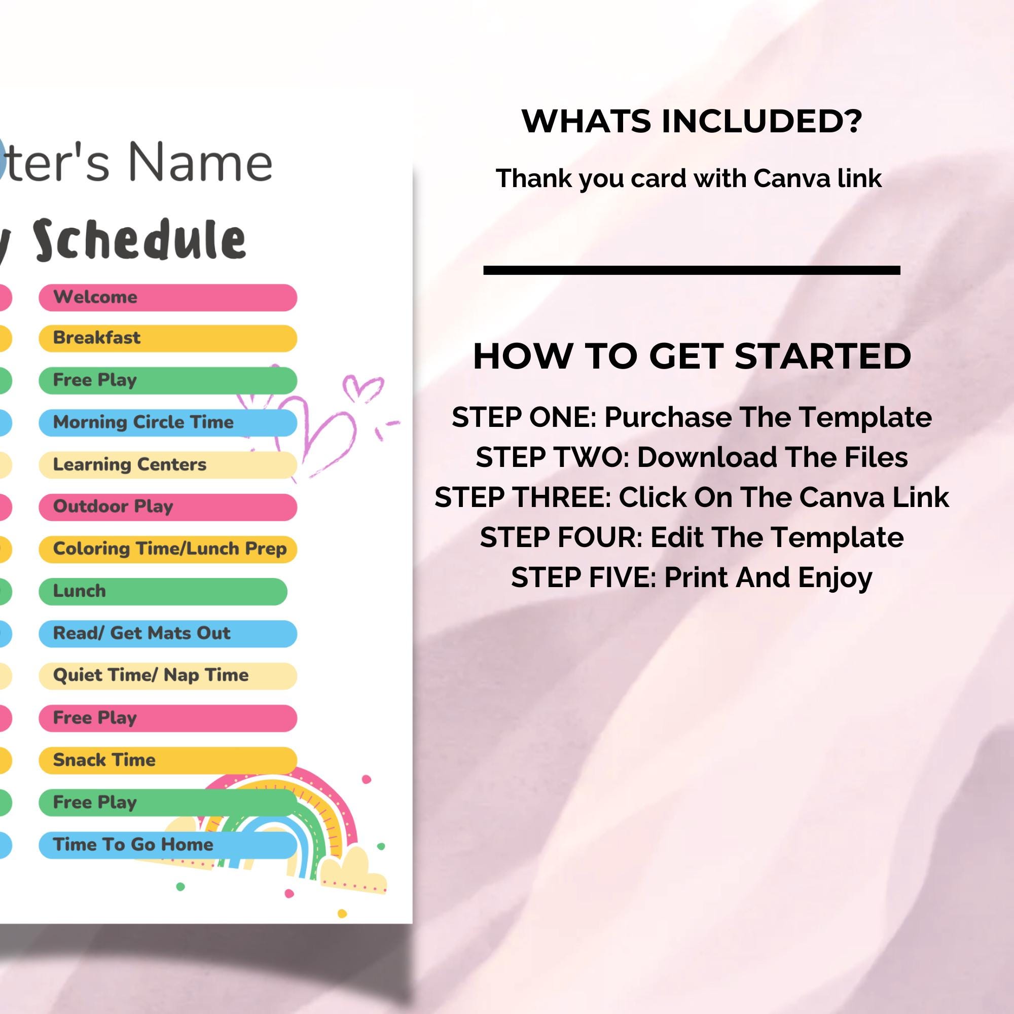 Daycare Daily Schedule Template: Printable Childcare Forms (canva) - Etsy