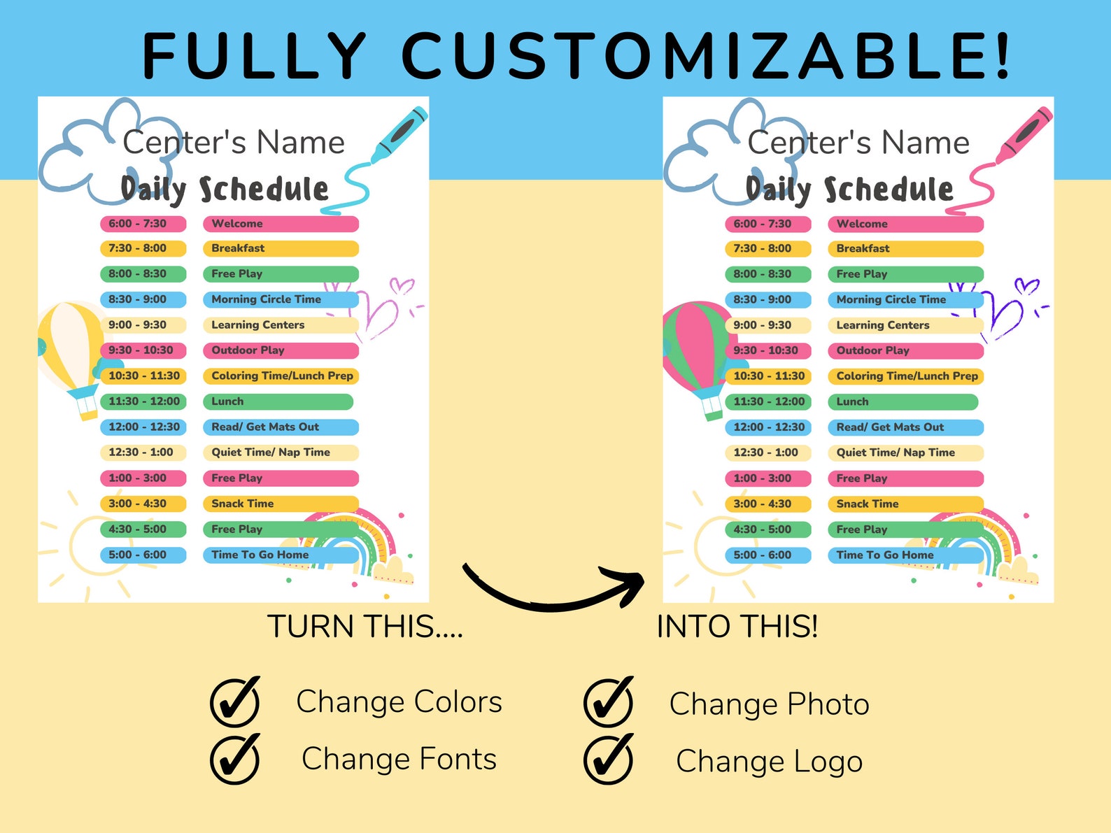 Daycare Template Childcare Printables Canva Template Daycare - Etsy